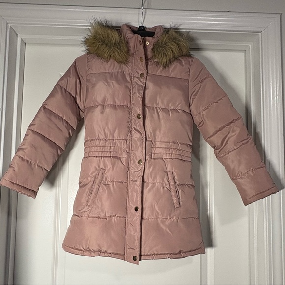 Source Unknown | Jackets & Coats | Little Girls Pink Puffer Coat With ...